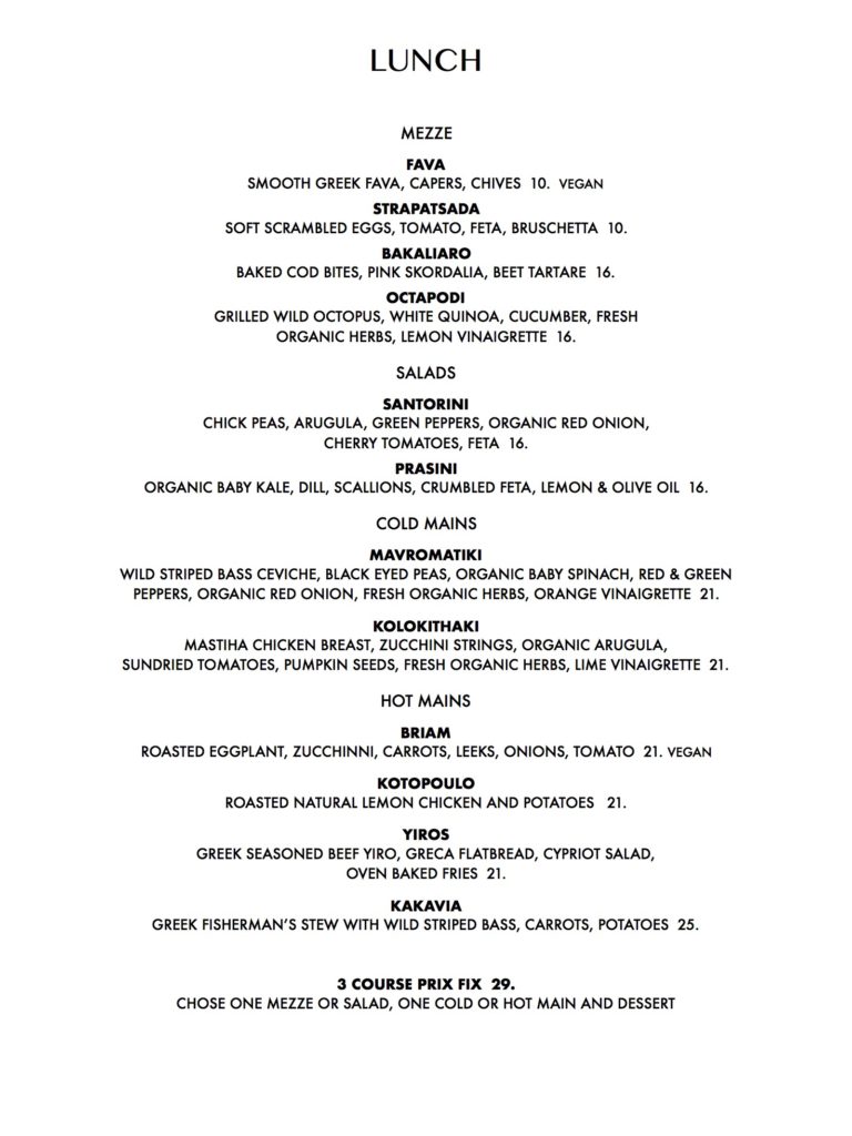 Tribeca Citizen | Seen & Heard: Greca’s New Menus