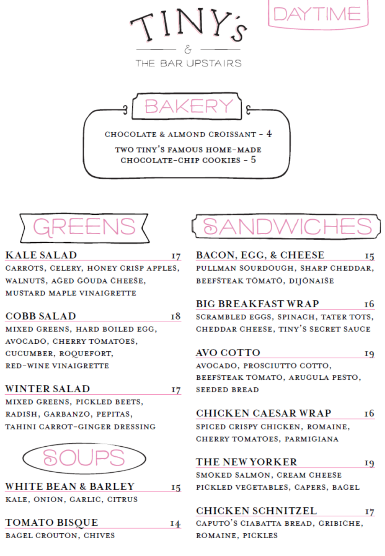 Tribeca Citizen | Tiny’s has added fast-casual weekday breakfast and lunch