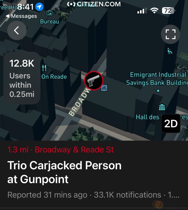 Tribeca Citizen | Carjacking on Broadway and Reade last night